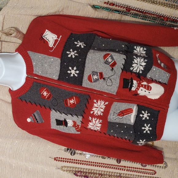croft & barrow | Sweaters | Ugly Christmas Sweater Red Grey Color Block ...
